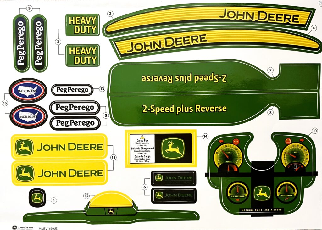 Decal Set John Deere Heavy Duty Plastic Pedal Tractor and Wagon ...