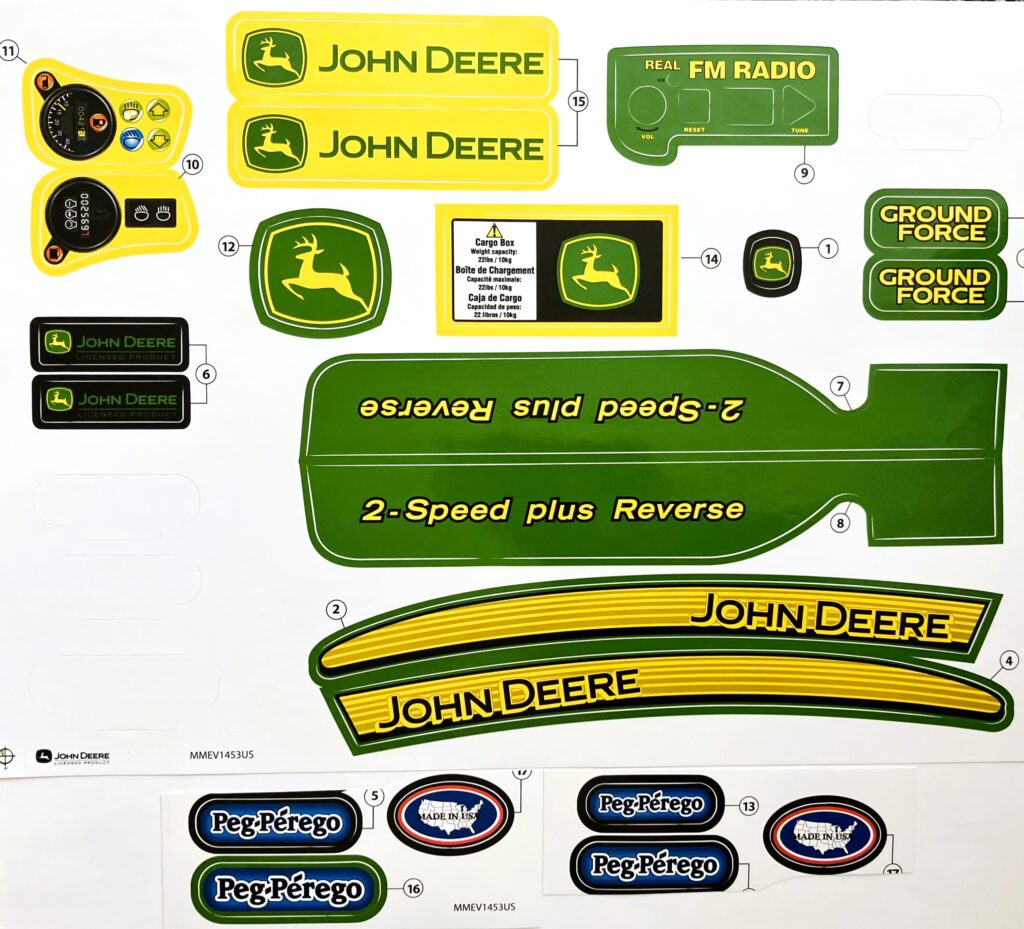 Decal Set John Deere Ground Force Plastic Pedal Tractor and Wagon ...